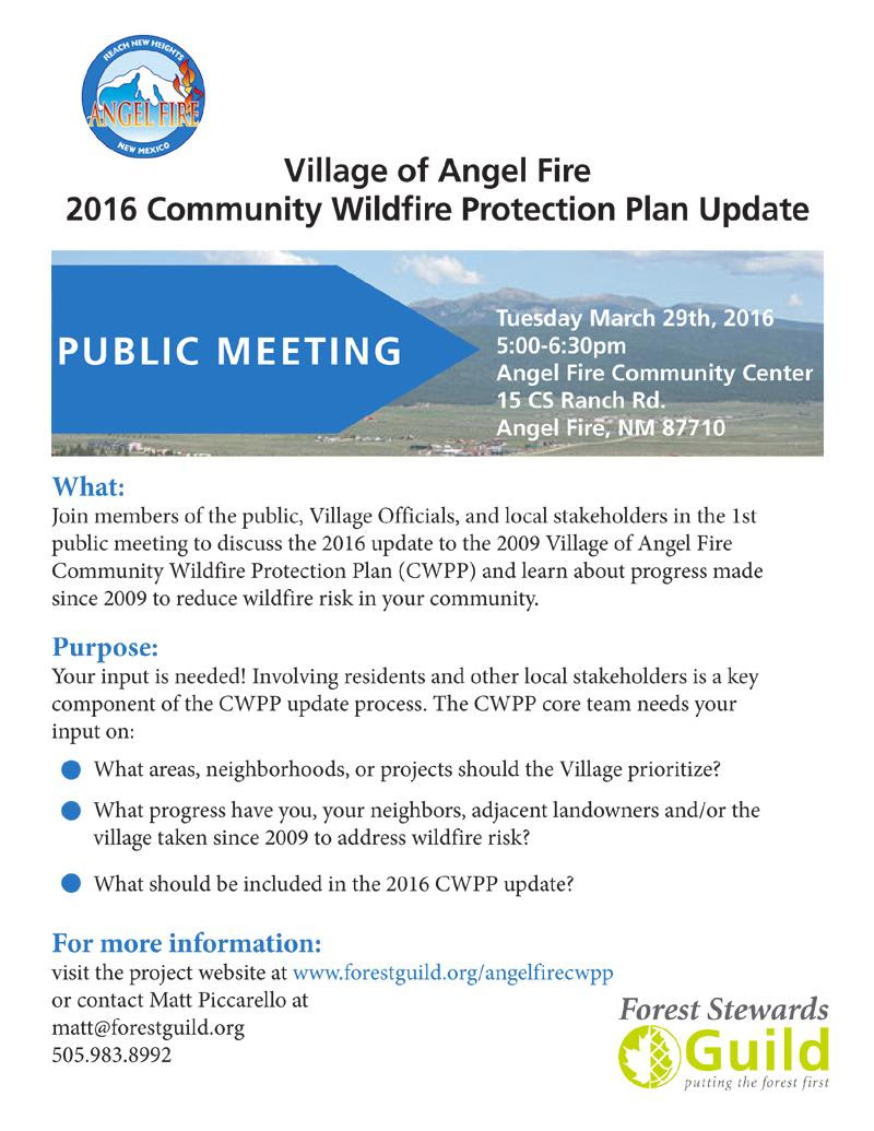 2016 Community Wildfire Protection Plan Update | Angel Fire, New Mexico